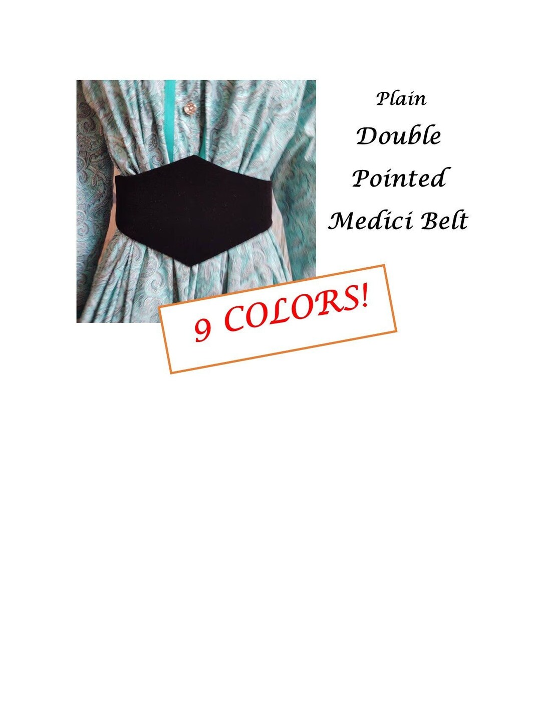 Plain Velvet Medici Belt- Double Pointed - 9 COLORS ,civil War, 19th ...