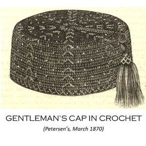 Men's Crocheted Smoking Cap in Grey With Black and White Accent - Camp ...