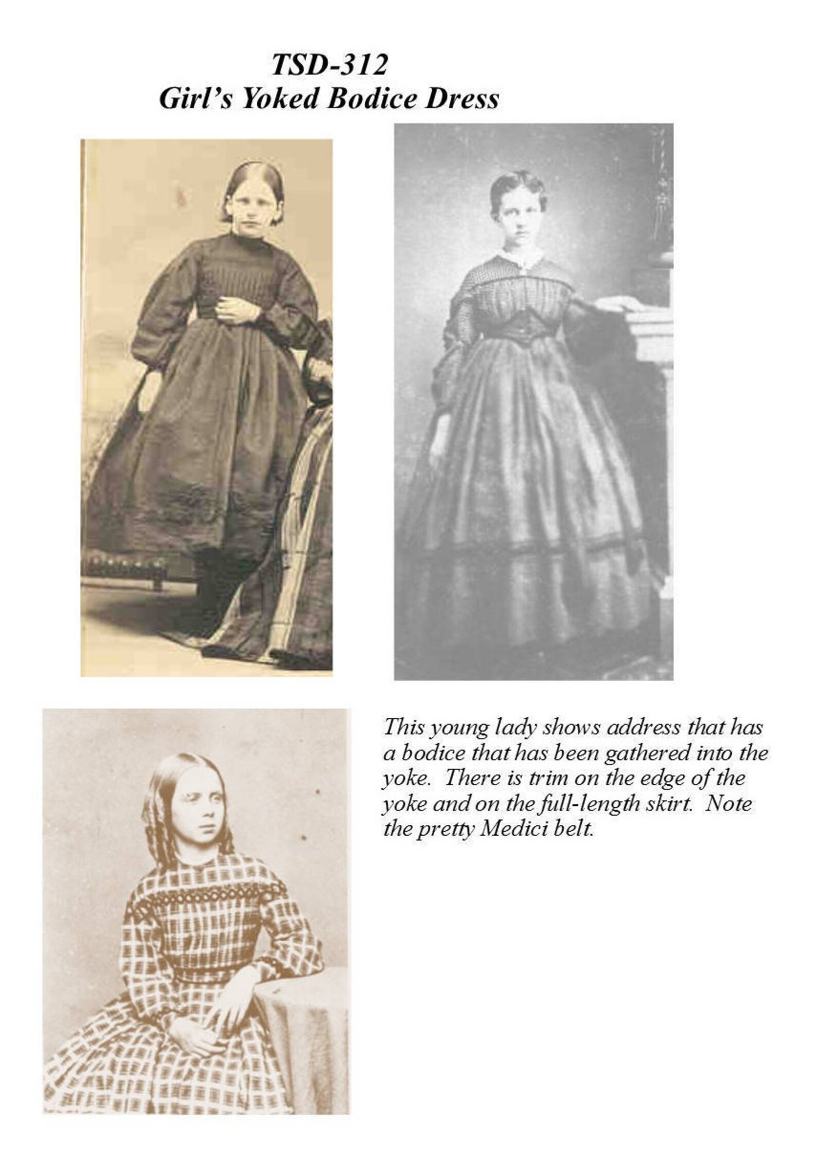 Girl's Yoked Bodice Dress /19th Century Girls Dress/ | Etsy