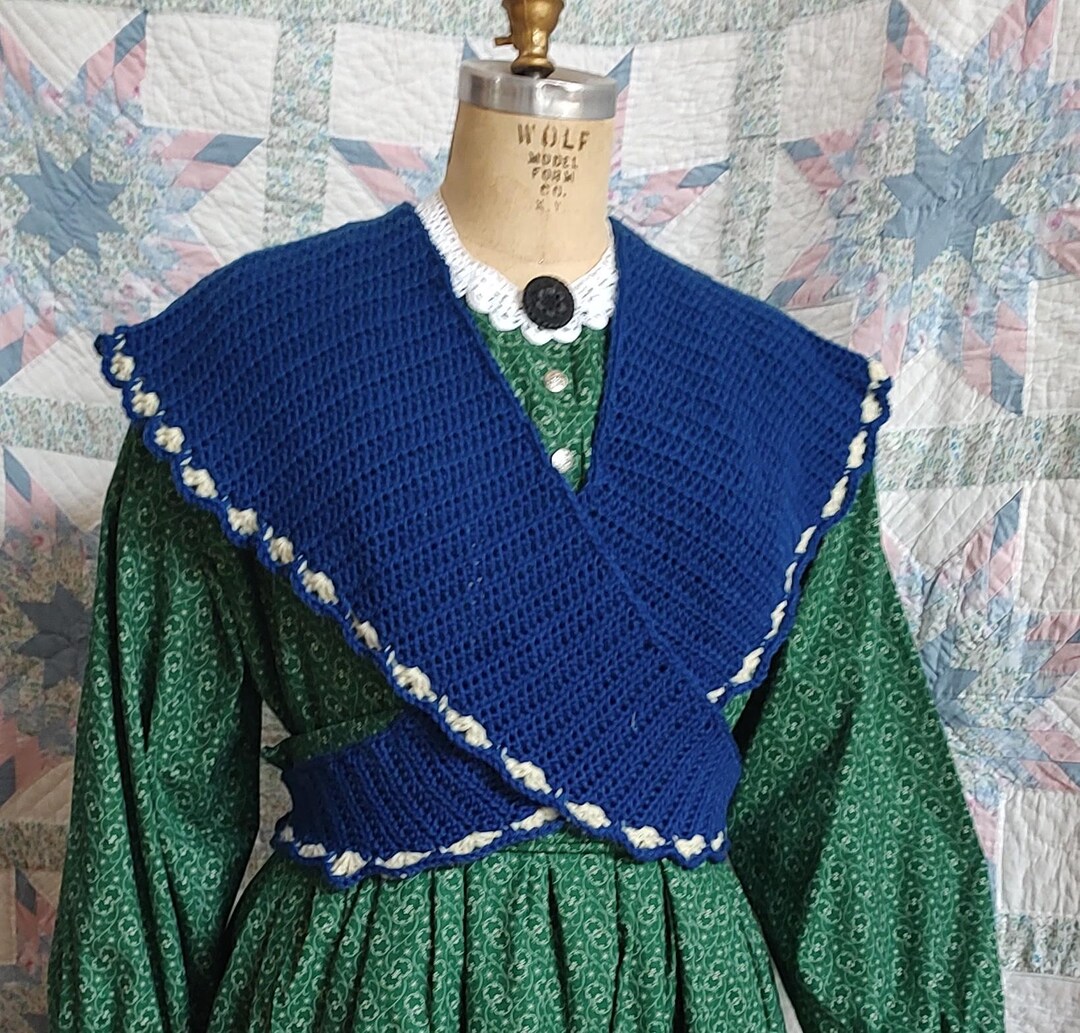 Royal Blue With Cream and Blue Edging Sontag - Regular Adult Size - Etsy