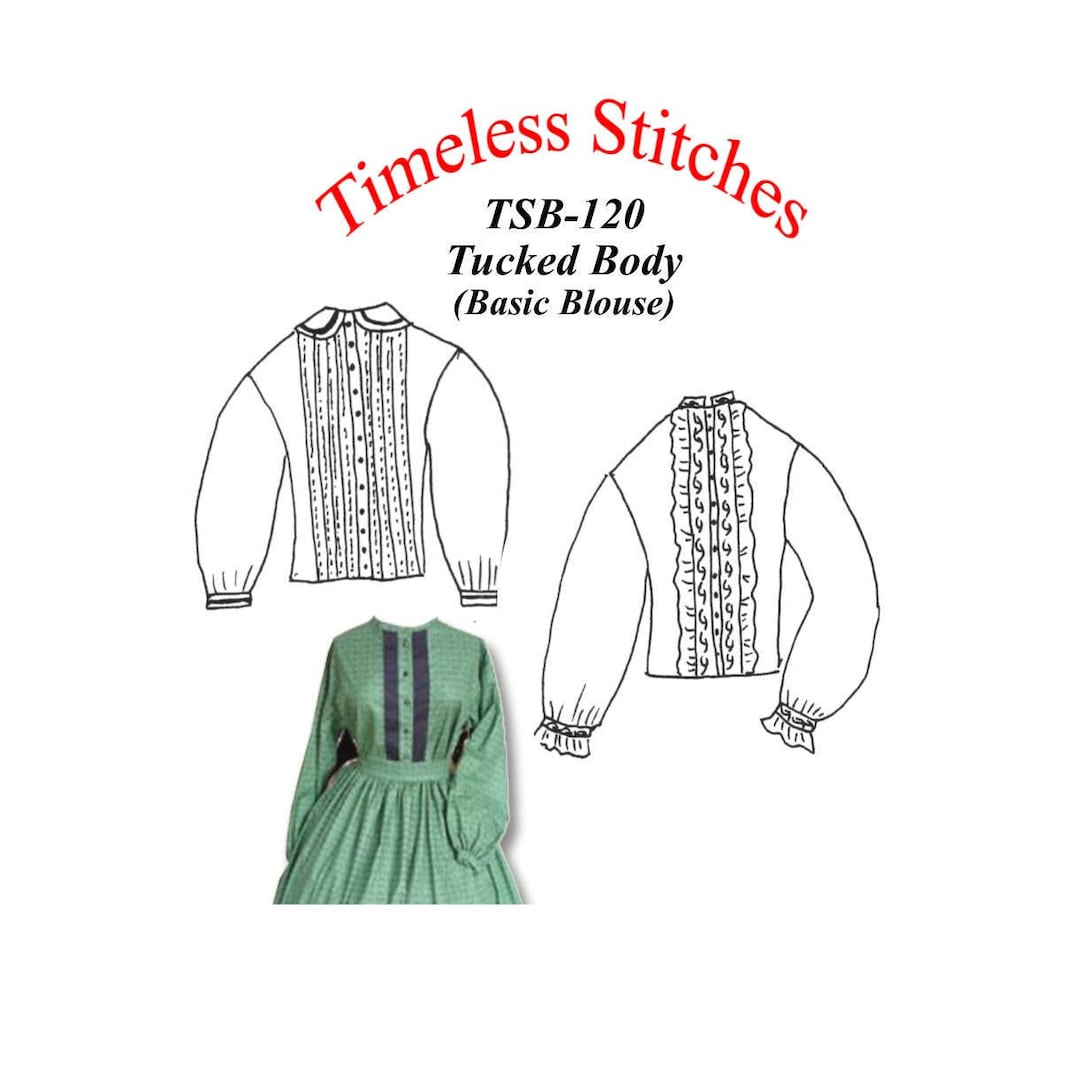 Tucked Body (basic Blouse) / 19th Century/ Civil War Era Bodice Pattern ...