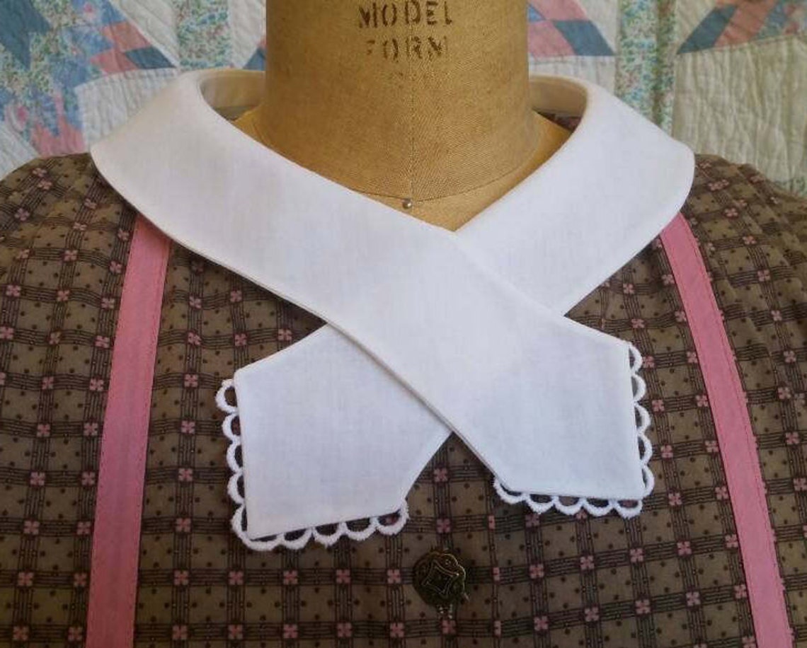 White Cotton Crossover Collar and Cuff Set 19th Century | Etsy
