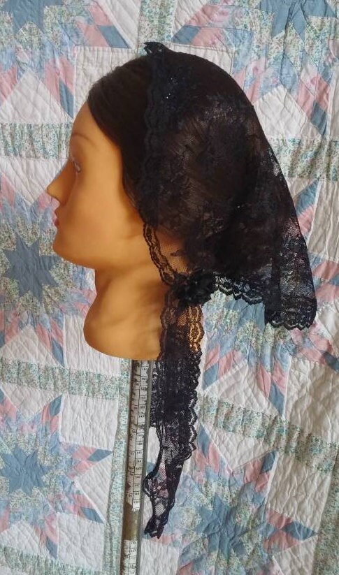 Black Lace Fanchon Styled Day Cap With Lappets - Daycap - Fanchon ...