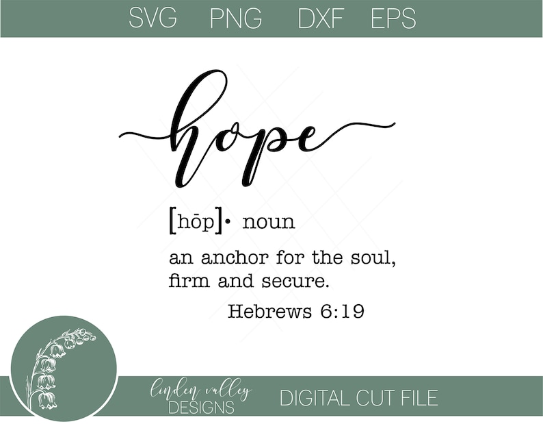Hope Definition Typographysvgbiblescripturesvgpngepsdxfcut ...
