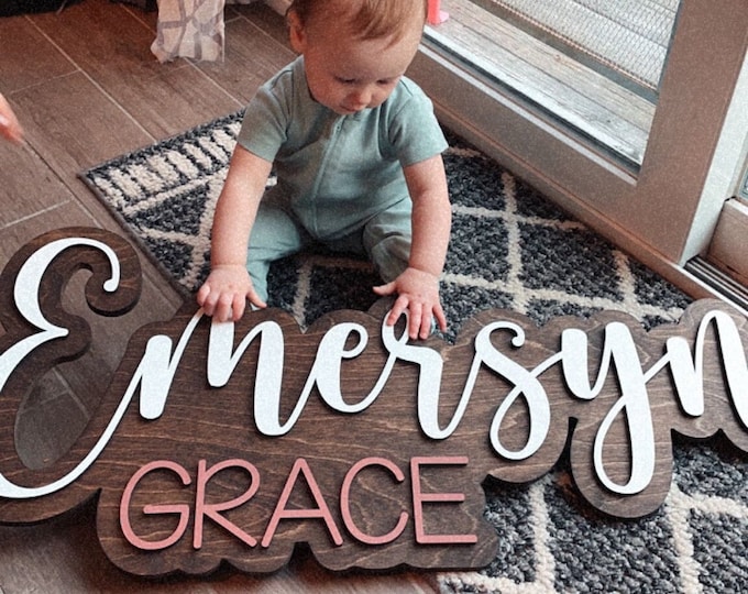 Personalized 3D Nursery Baby Name Sign | Custom Wood Name Plaque ...