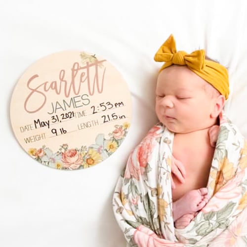 Baby Birth Stat Sign Personalized Birth Announcement Sign - Etsy