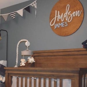 Nursery Baby Name Sign, 12-36 Inch, Baby Shower, Round Plaque ...