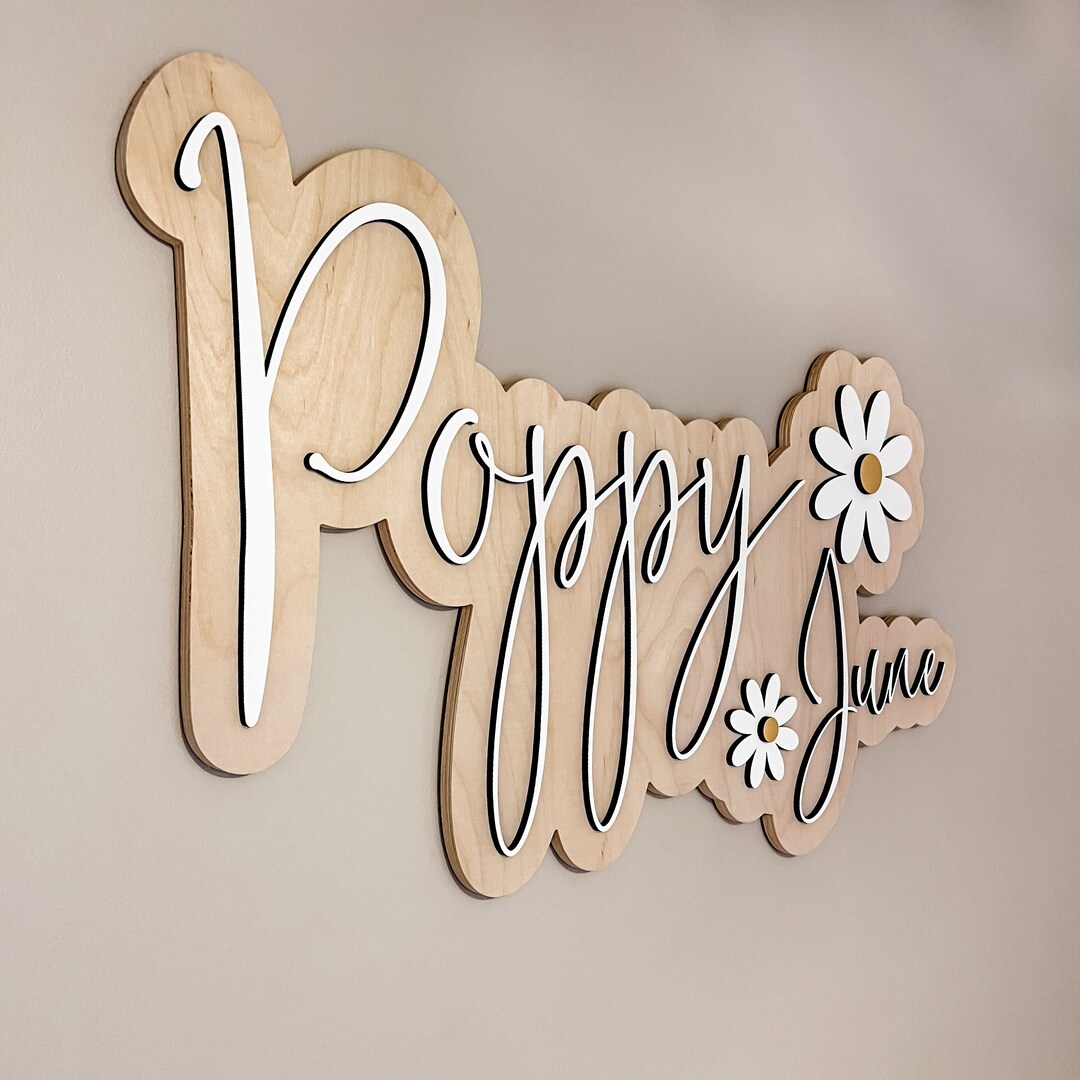 Daisy Name Sign, Nursery Name Sign, Daisy Nursery Decor, Name Sign for ...