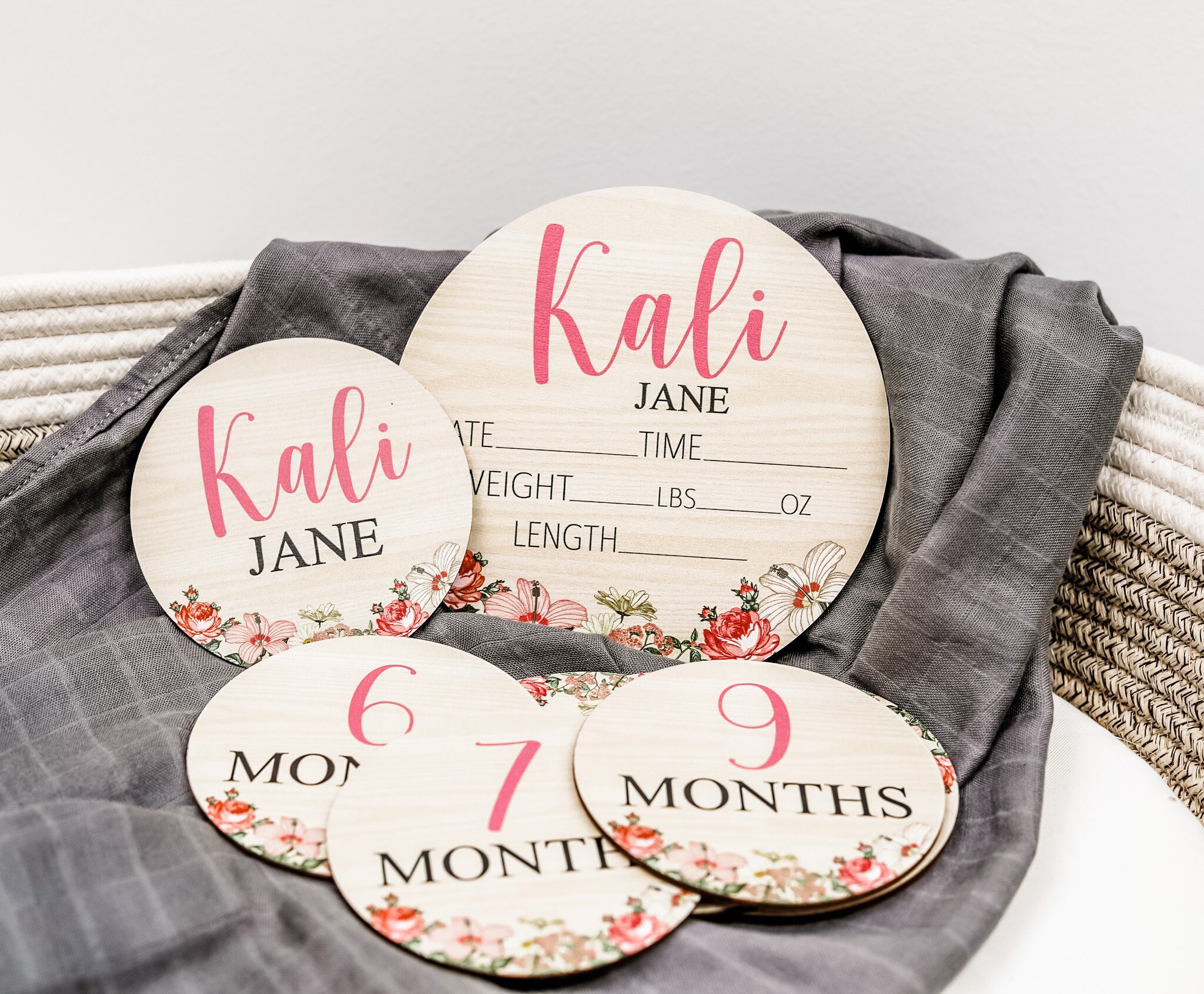 Floral Baby Milestone Markers First Year Photo Prop Gift for - Etsy