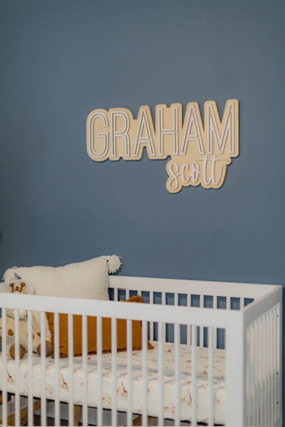 Outline Name Sign, Wooden Name Sign, Large Wood Name Sign, Nursery Wall ...