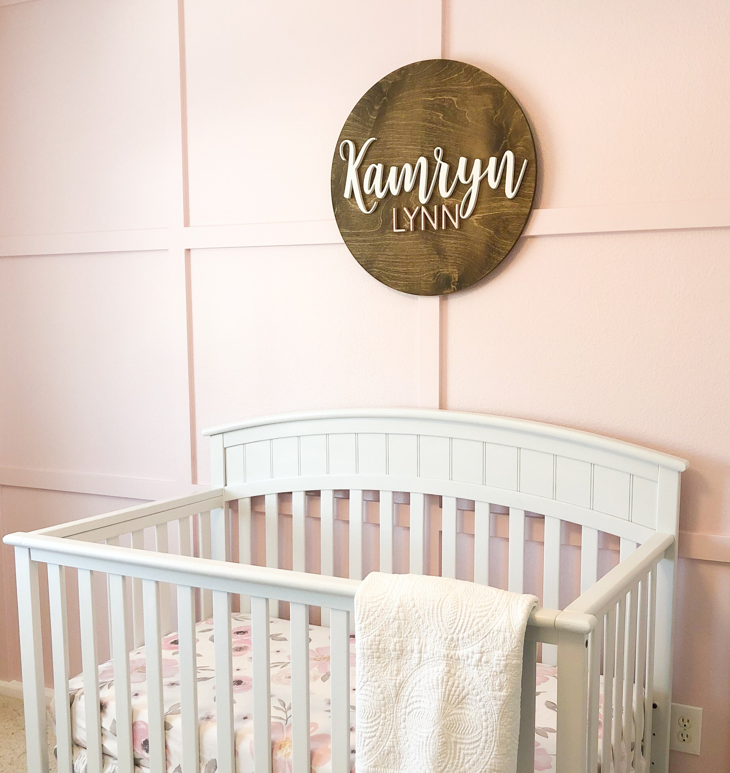 Customized Round Wood Baby Name Sign for Nursery | Personalized Baby ...
