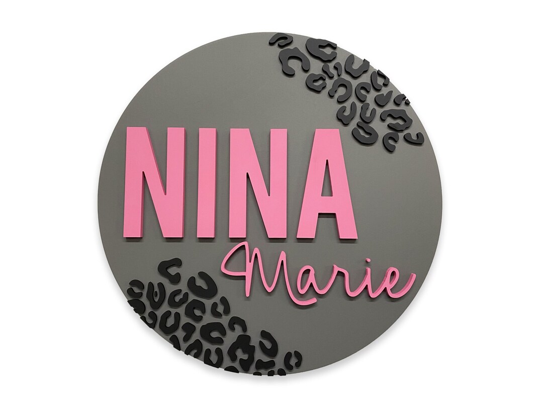 Cheetah Nursery Name Sign, Girl Nursery Decor, Baby Gift, 3D Name Sign ...