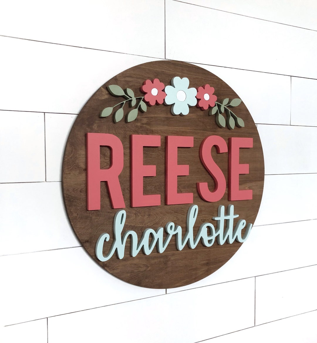 Custom Flower Name Sign |floral Nursery | Round Sign | Child or Baby ...