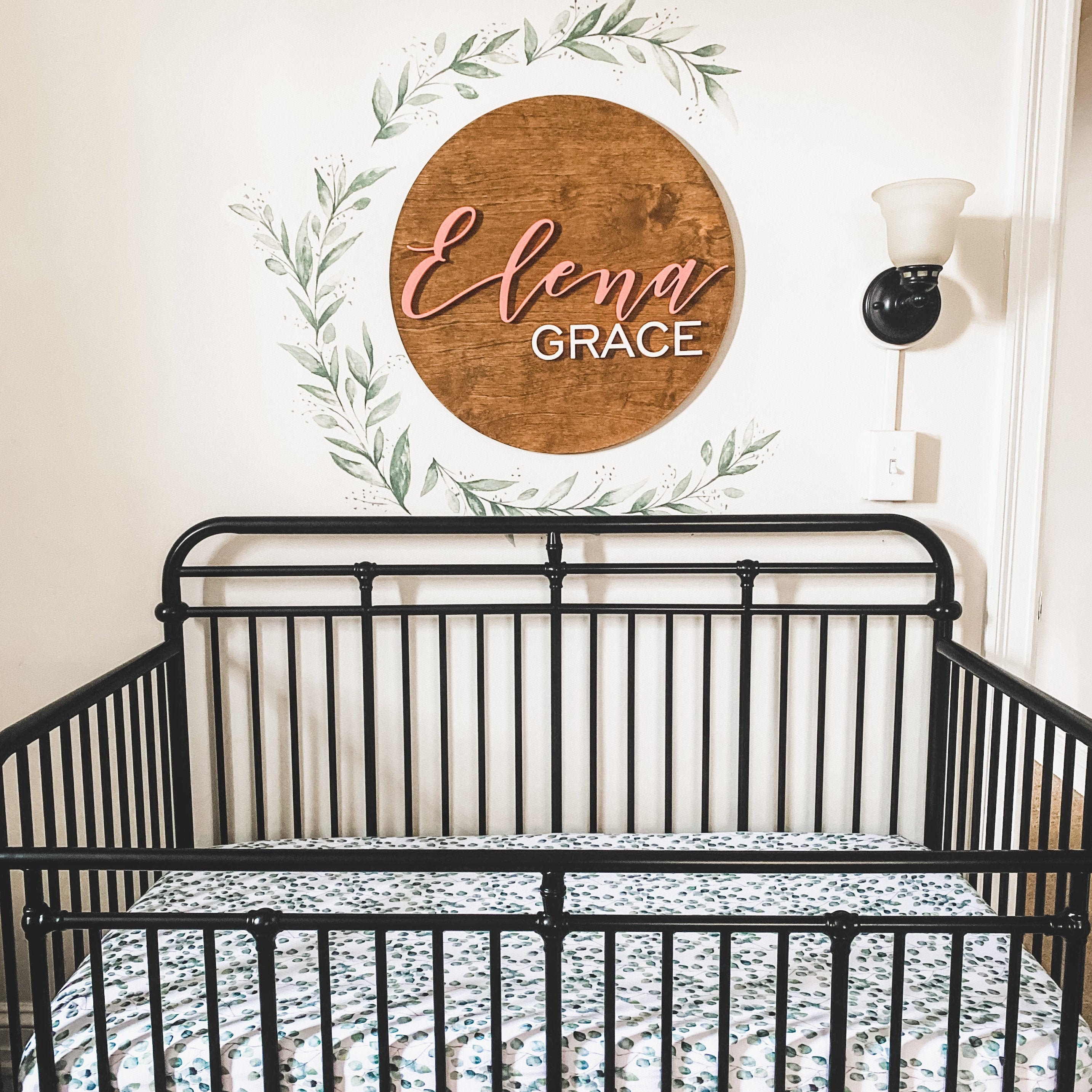 Round Nursery Name Sign, 12-36 Inch, Baby Shower, Round Plaque ...