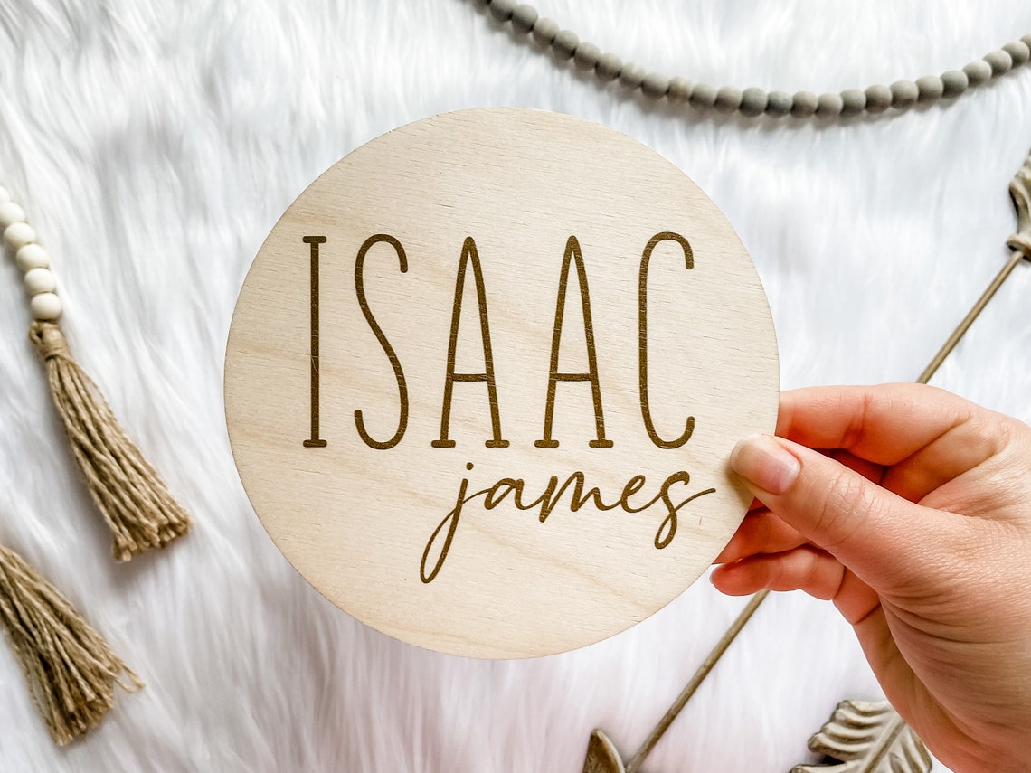 Wood Baby Name Sign | Personalized Birth Announcement Sign | 6" Newborn ...