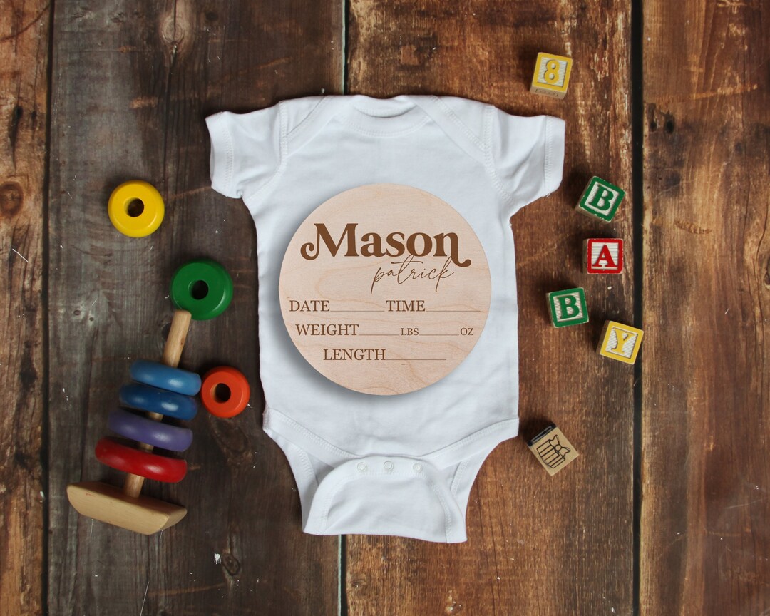 Baby Birth Sign | Personalized Wood Birth Announcement Sign | Printed ...