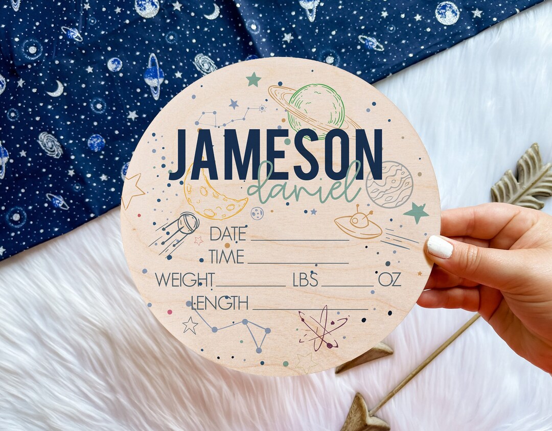 Baby Birth Stat Sign | Personalized Birth Announcement Sign | Space ...