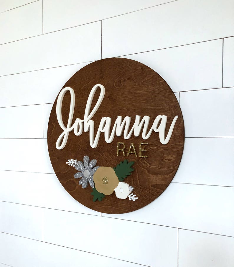 Custom Name Sign Round Sign Baby Name Sign Nursery Room | Etsy