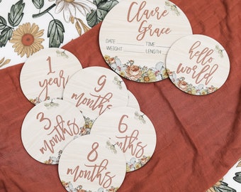 Floral Milestone Sign, SVG FILE Glowforge Flowers - Etsy