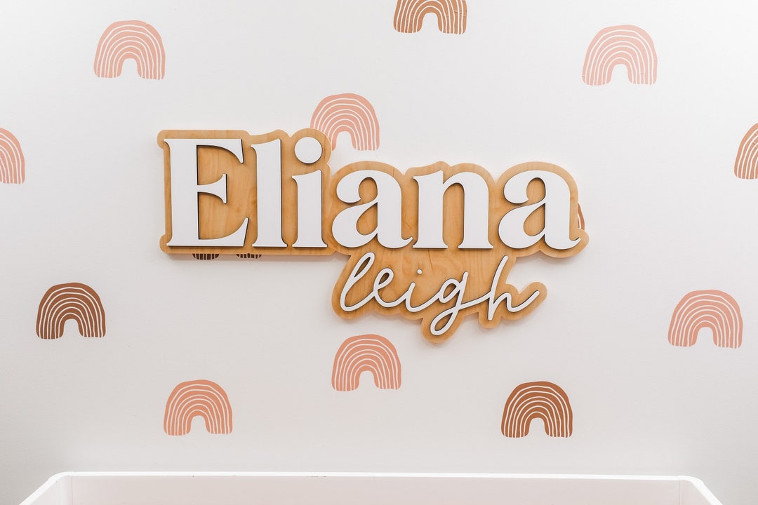 Outline Name Sign, Custom Girl Name Sign, Boho Nursery, Above Crib ...