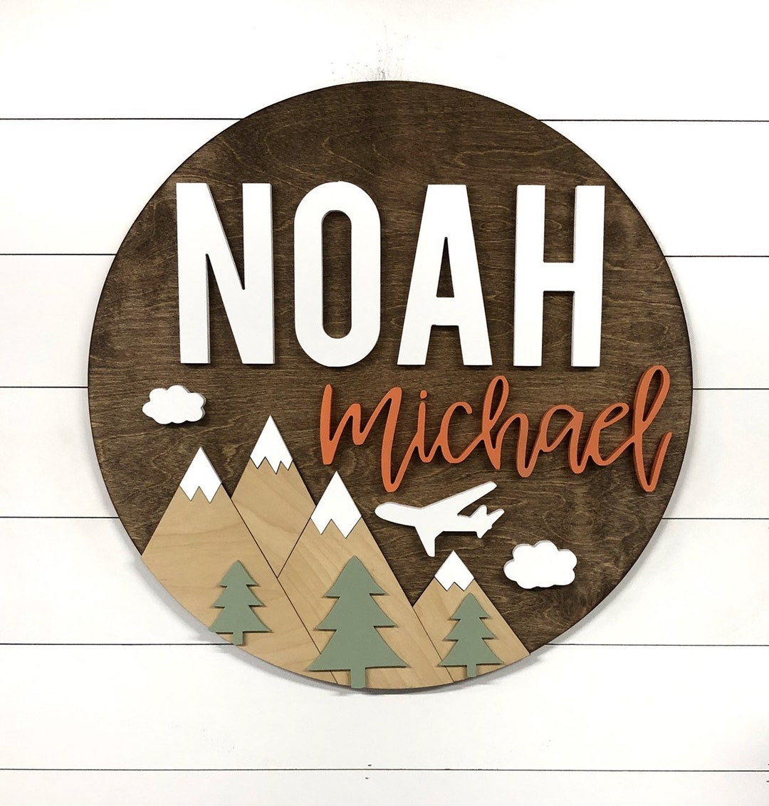Custom Name | 18-36" Adventure Mountain Sign | Baby Name Sign | Nursery ...