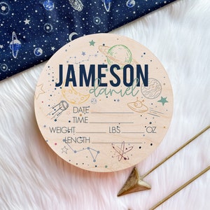 Baby Birth Stat Sign | Personalized Birth Announcement Sign | Space ...