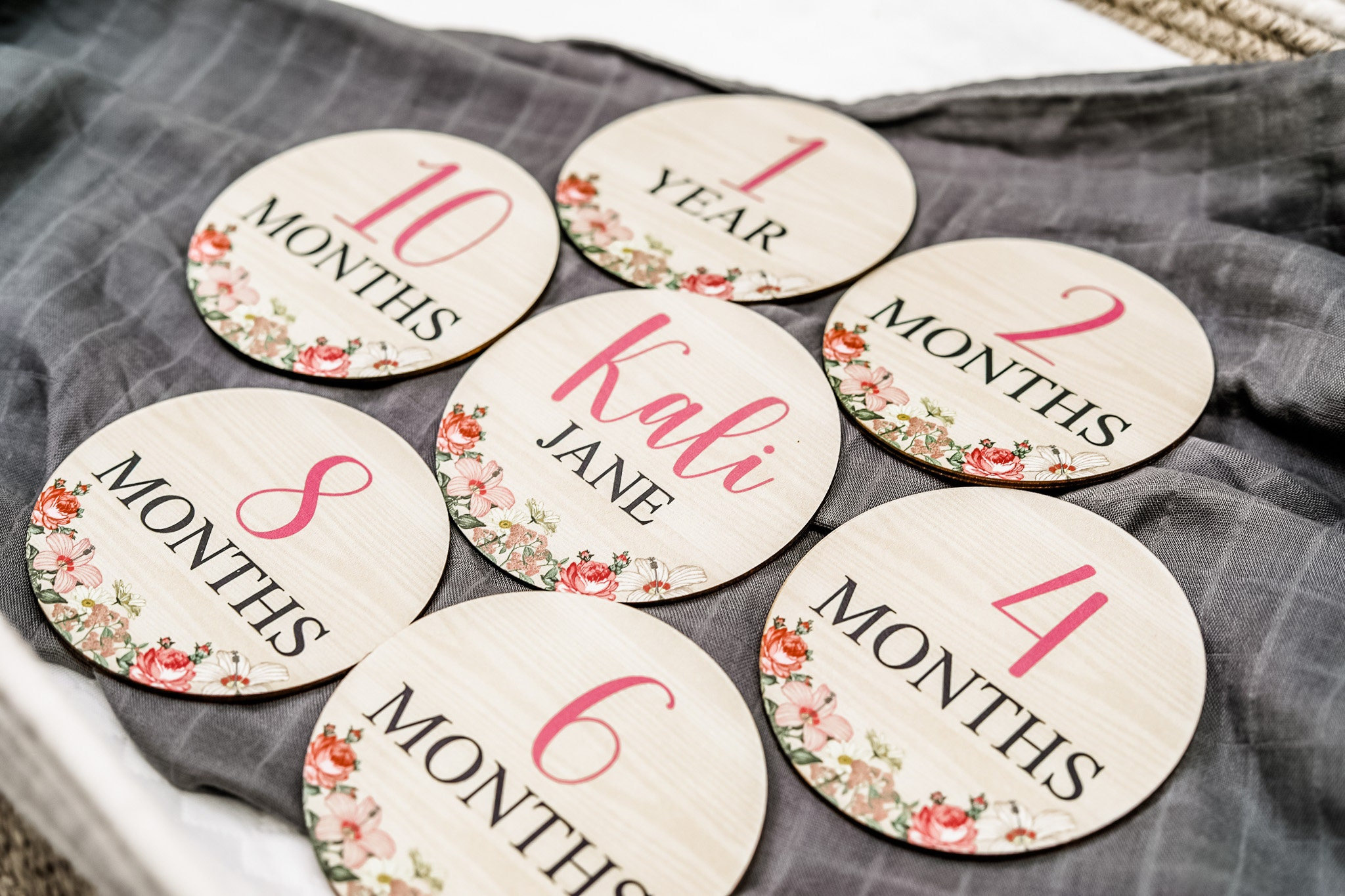 Floral Baby Milestone Markers First Year Photo Prop Gift for - Etsy