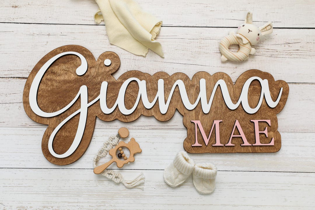 Personalized 3D Name Outline Sign, Baby Nursery Name Sign, Kid Bedroom ...