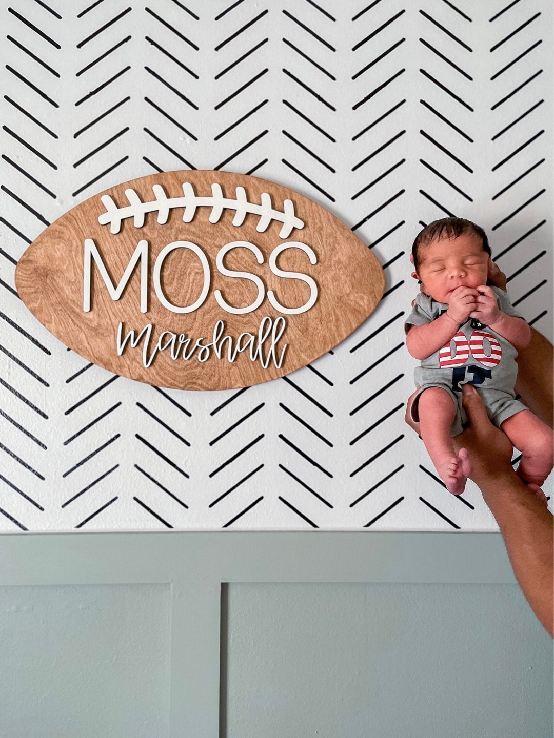 Football Name Sign | 18-36" Diameter | Round Sign | Child Baby Name ...