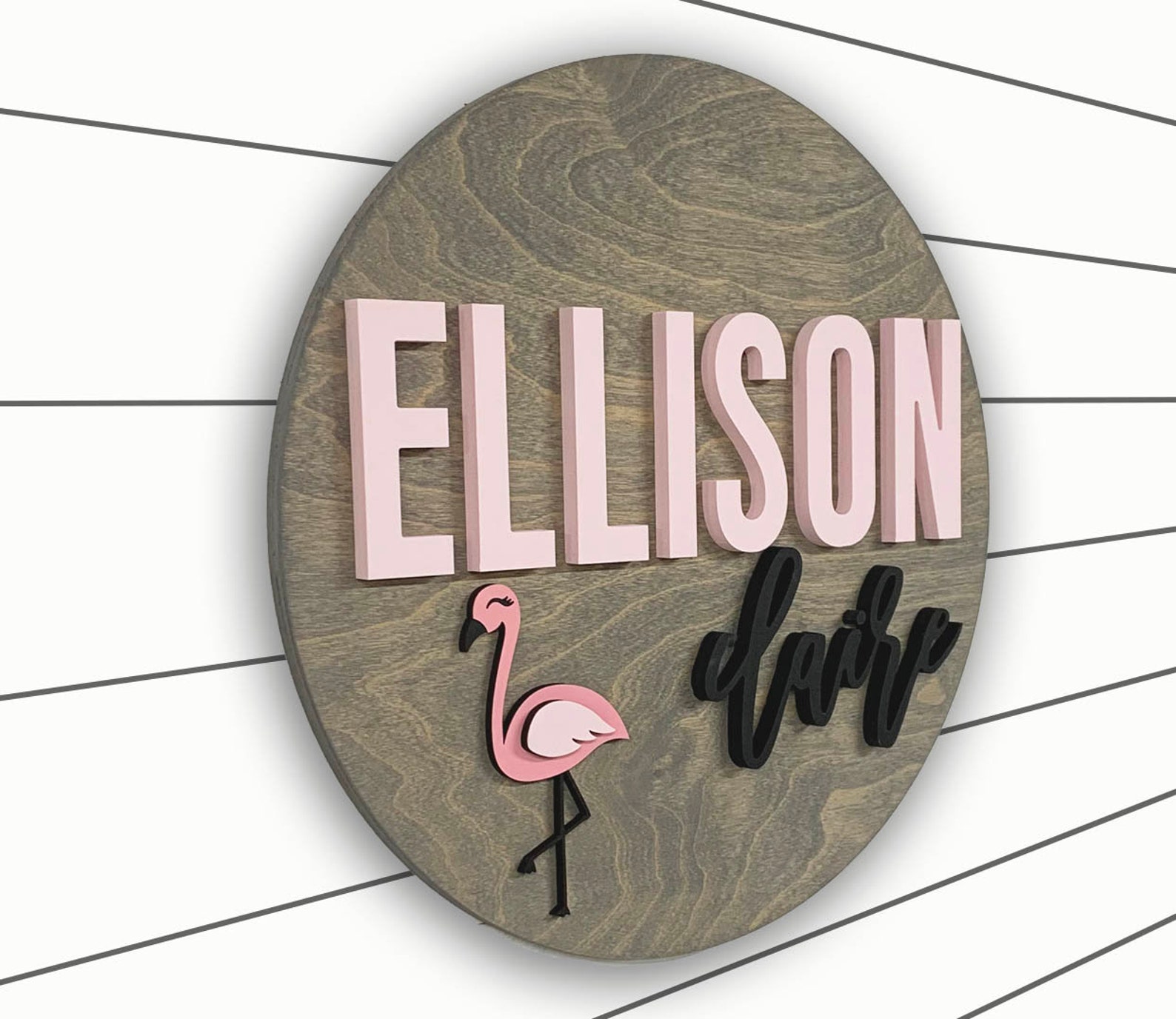 Custom Name Sign Round Sign Baby Name Sign Flamingo | Etsy