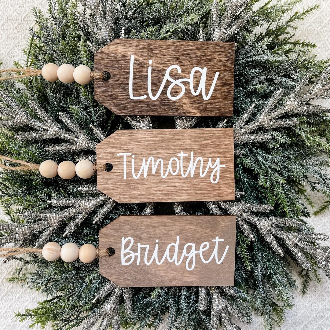 Personalized Wooden Stocking Tag, Stocking Name Tags, Farmhouse Name ...