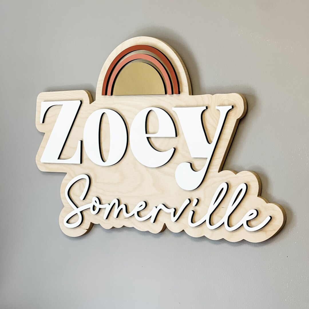 Boho Rainbow Name Sign, Nursery Name Sign, Boho Rainbow Nursery Decor ...