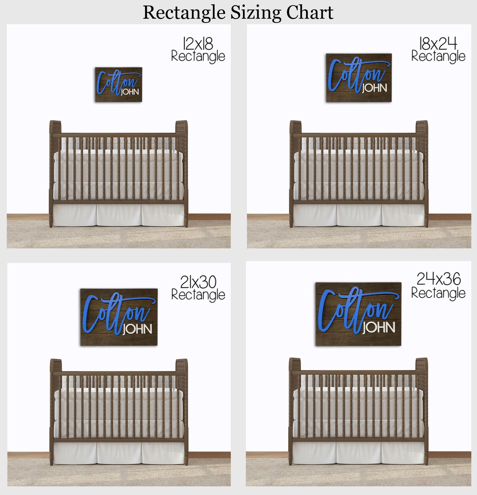 Rectangle Wooden Name Sign for Nursery. Personalized Decor for | Etsy