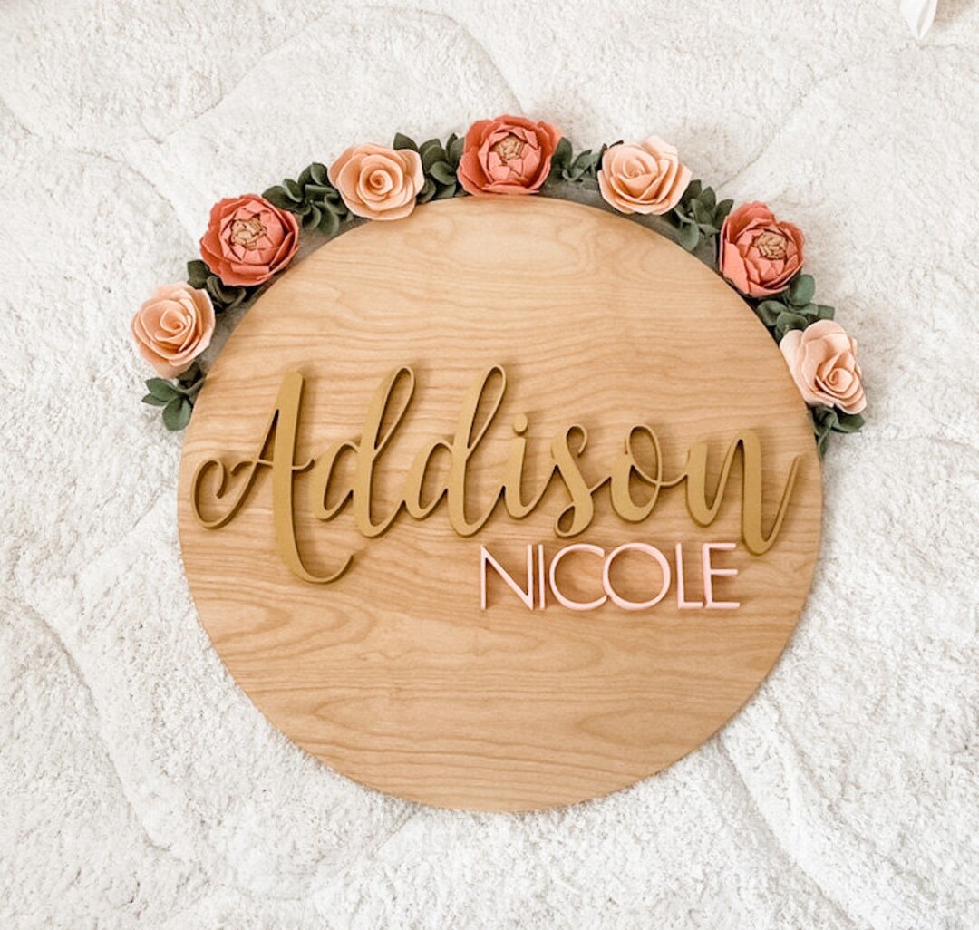 Round Baby Name Sign | Personalized | Child Name Sign | Nursery Sign ...