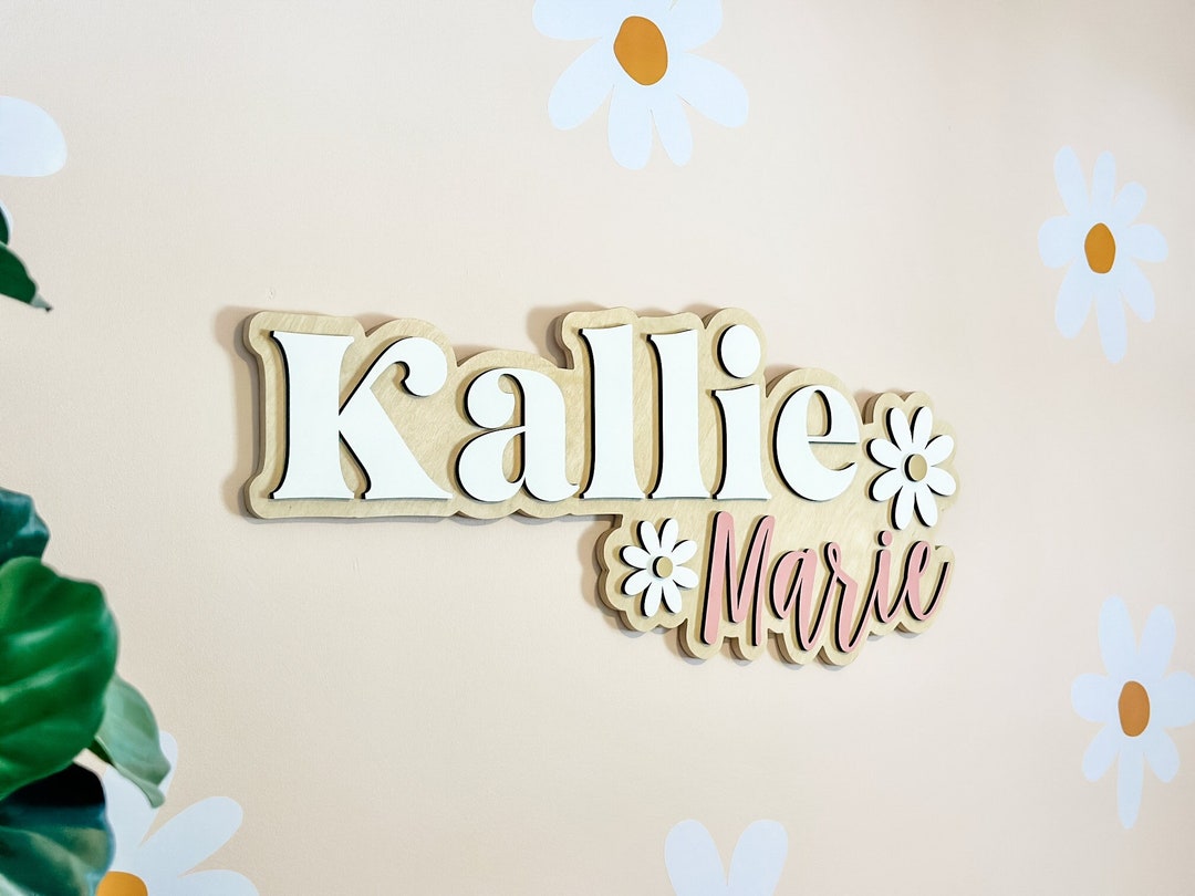 Daisy Name Sign, Nursery Name Sign, Daisy Nursery Decor, Name Sign for ...