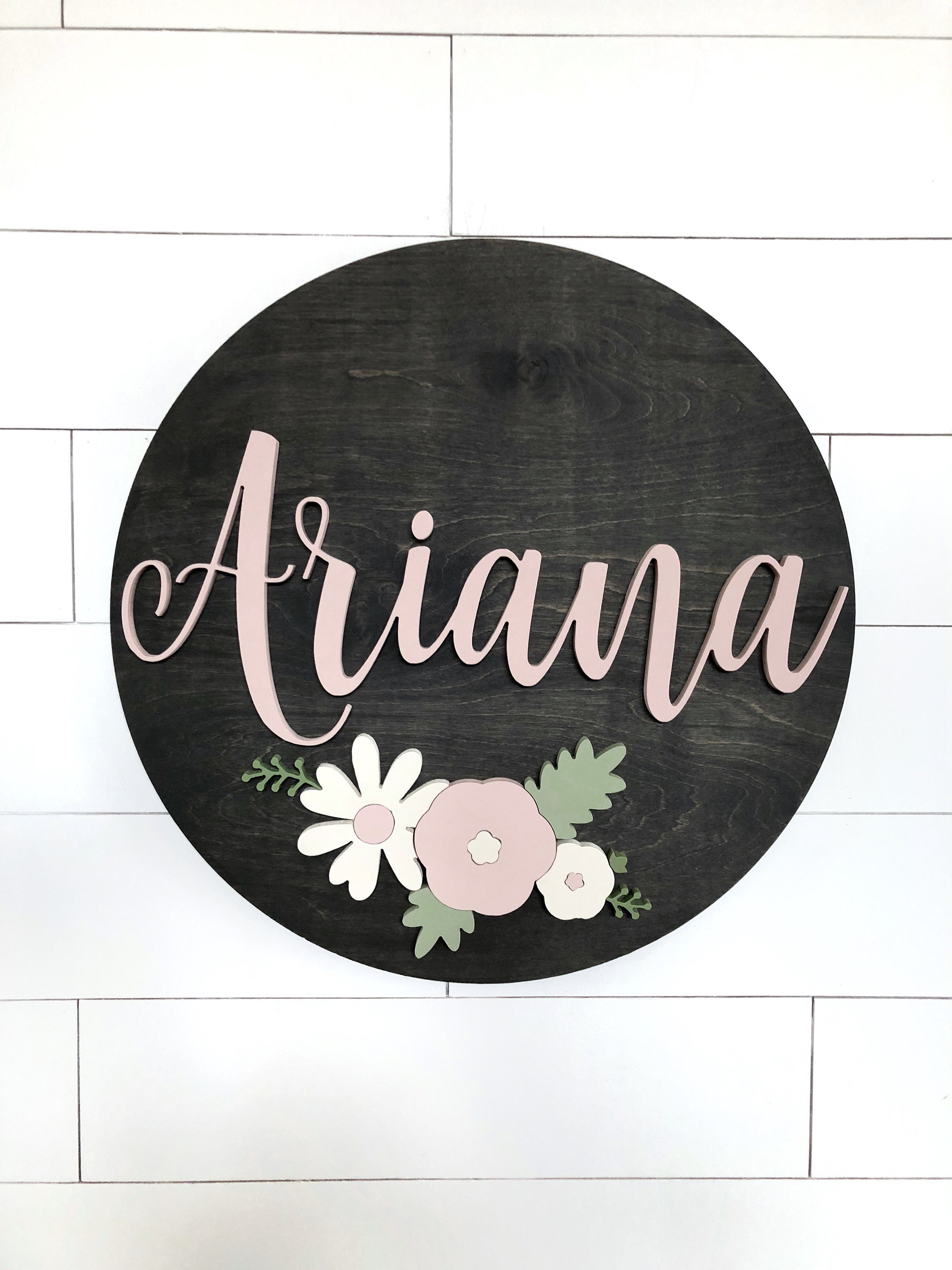 Custom Name Sign Floral Sign Baby Name Sign Nursery Room | Etsy