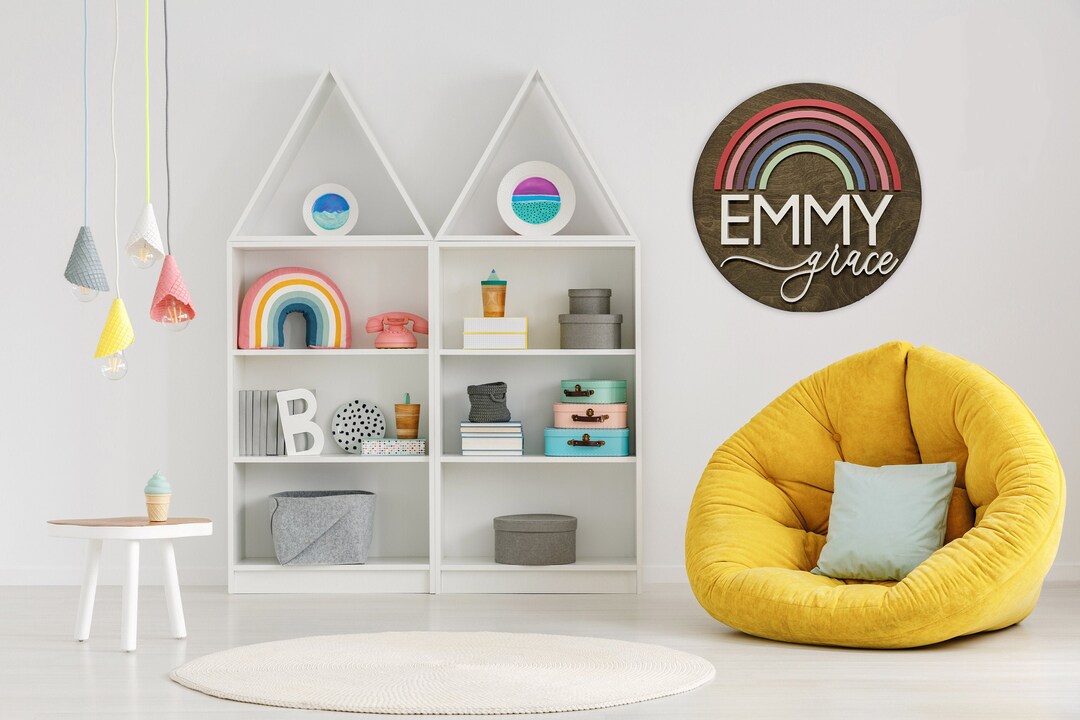 Rainbow Nursery Name Sign, Girl Nursery Decor, Baby Gift, 3D Name Sign ...