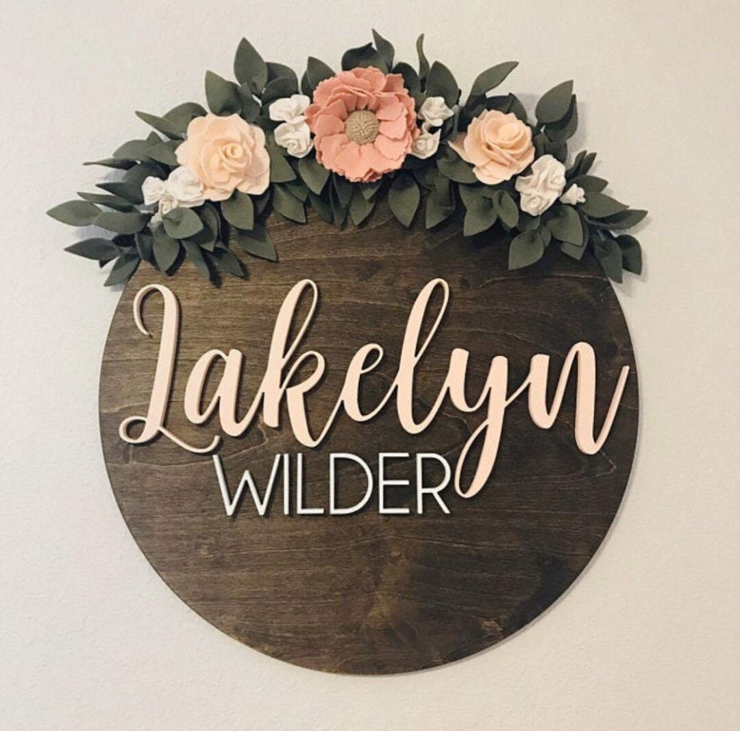 Floral Nursery Inspiration, Custom Nursery Sign, Baby Shower, Round ...