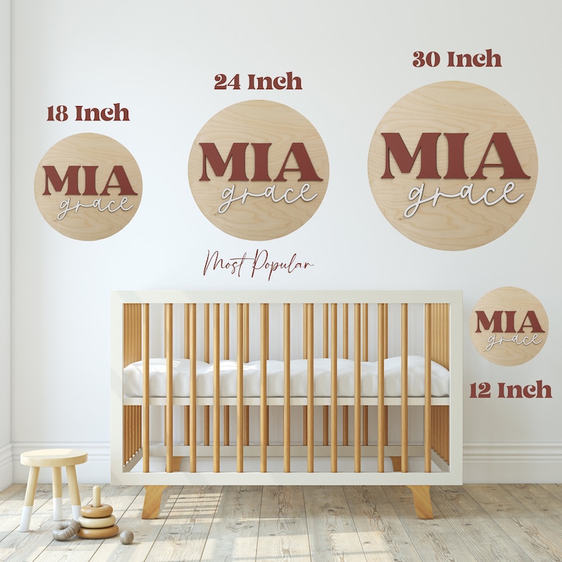 Nursery Name Sign 12-36 Inch Baby Shower Personalized Round - Etsy