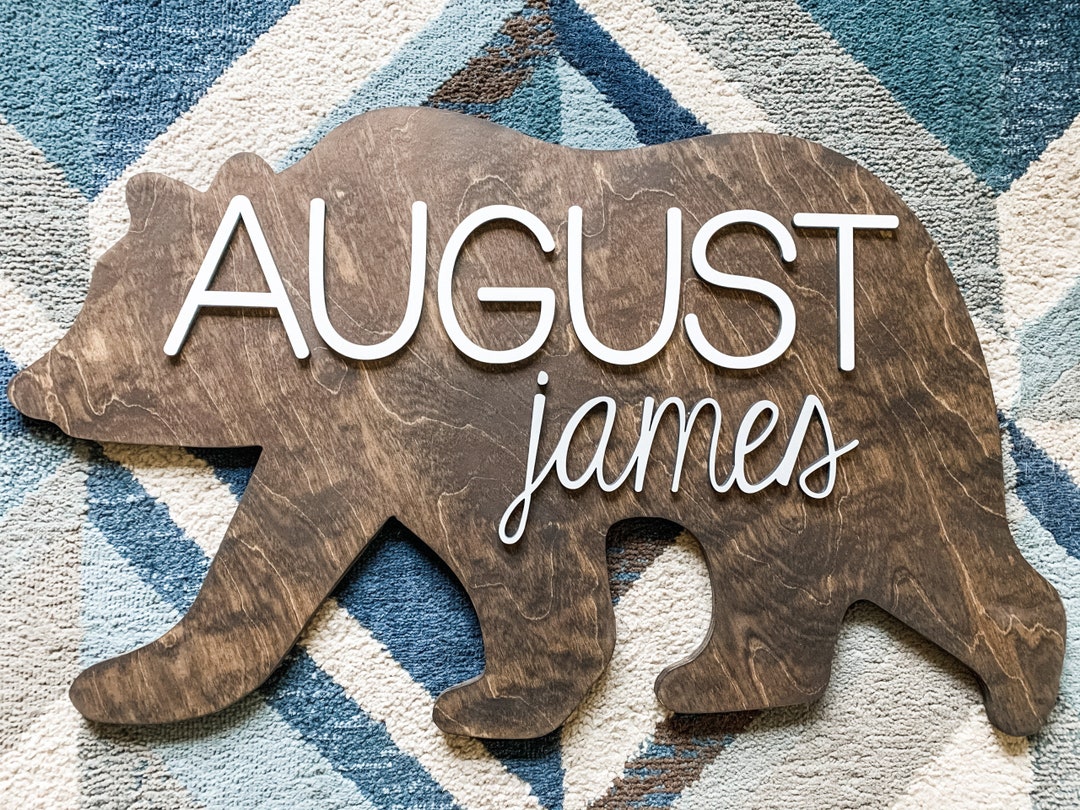 Bear Shaped Name Sign | Woodland Nursery Decor | Bear Name Sign ...