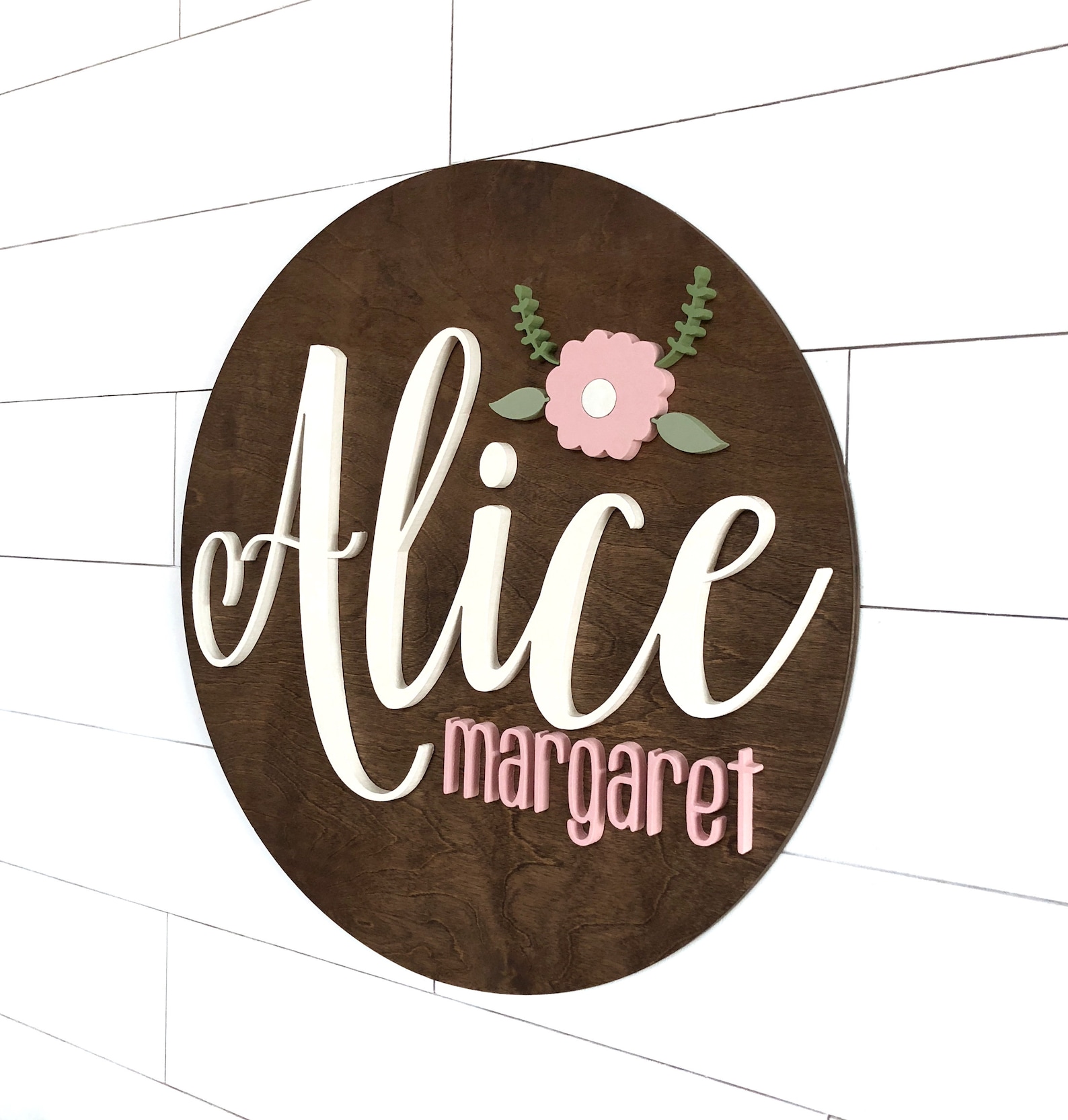 Custom Name Sign Round Sign Baby Name Sign Nursery Room Decor Wood Sign ...