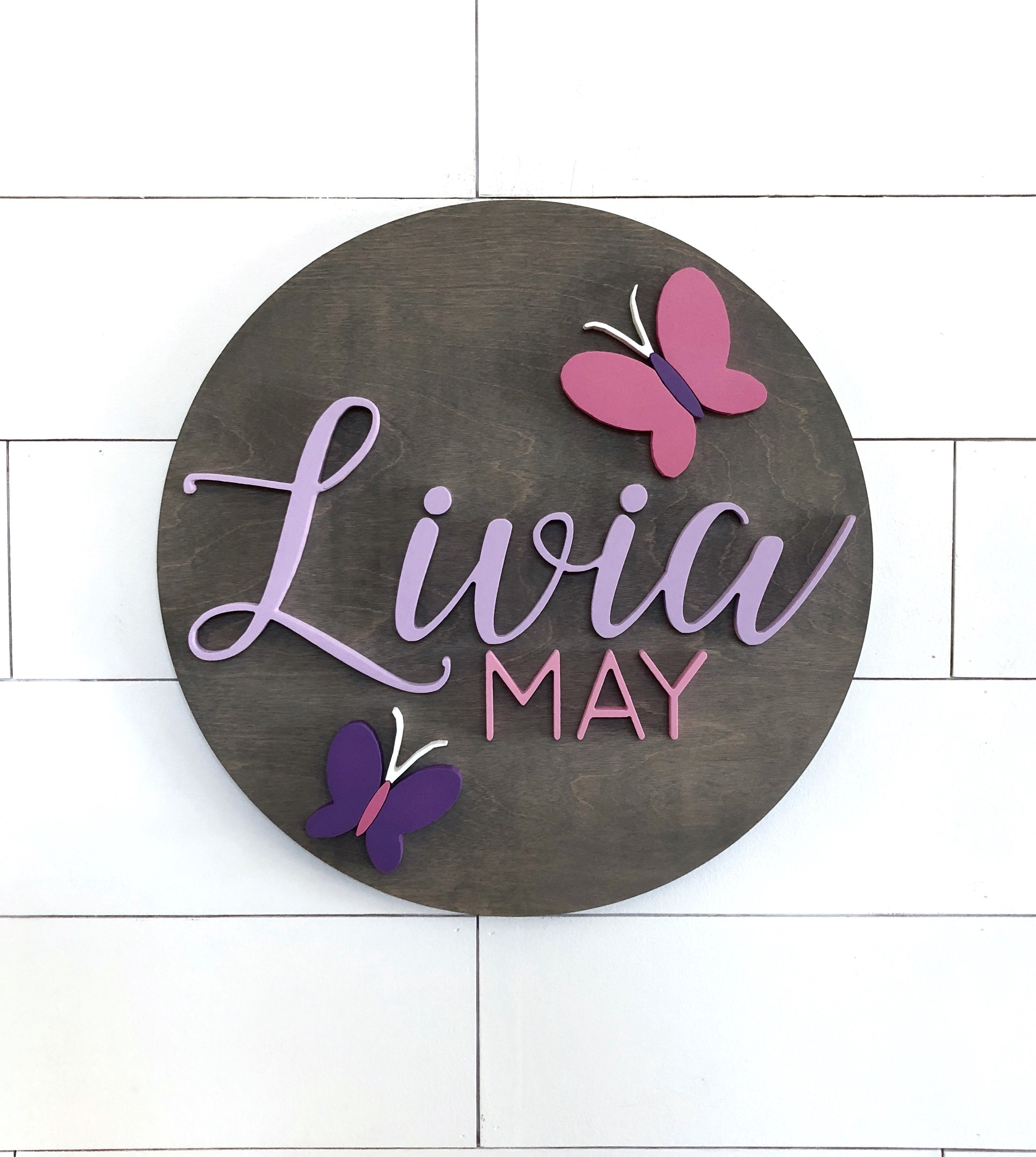 Custom Name Sign Round Sign Child or Baby Name Nursery | Etsy