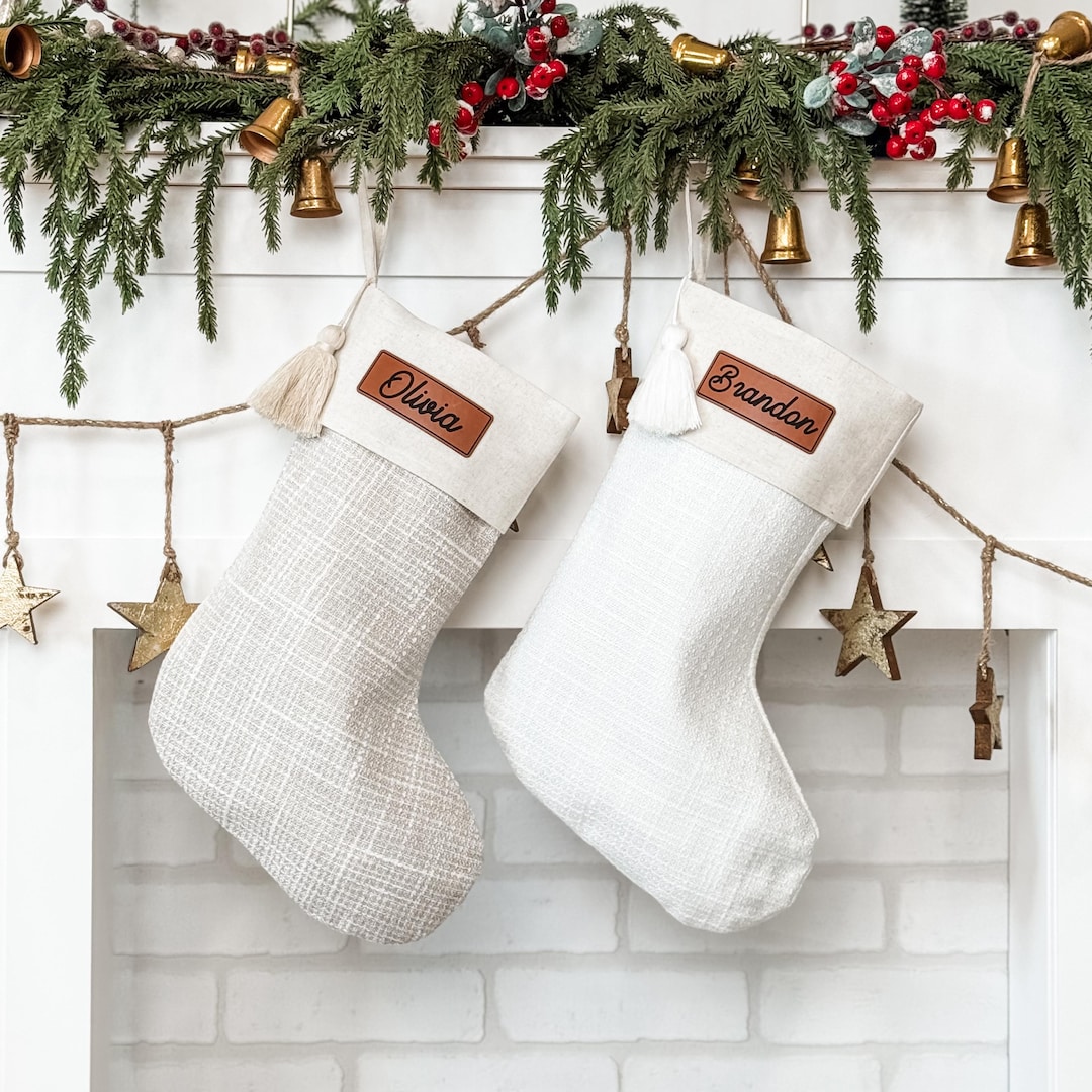 Linen Christmas Stockings With Family Names, Christmas Name Stockings ...