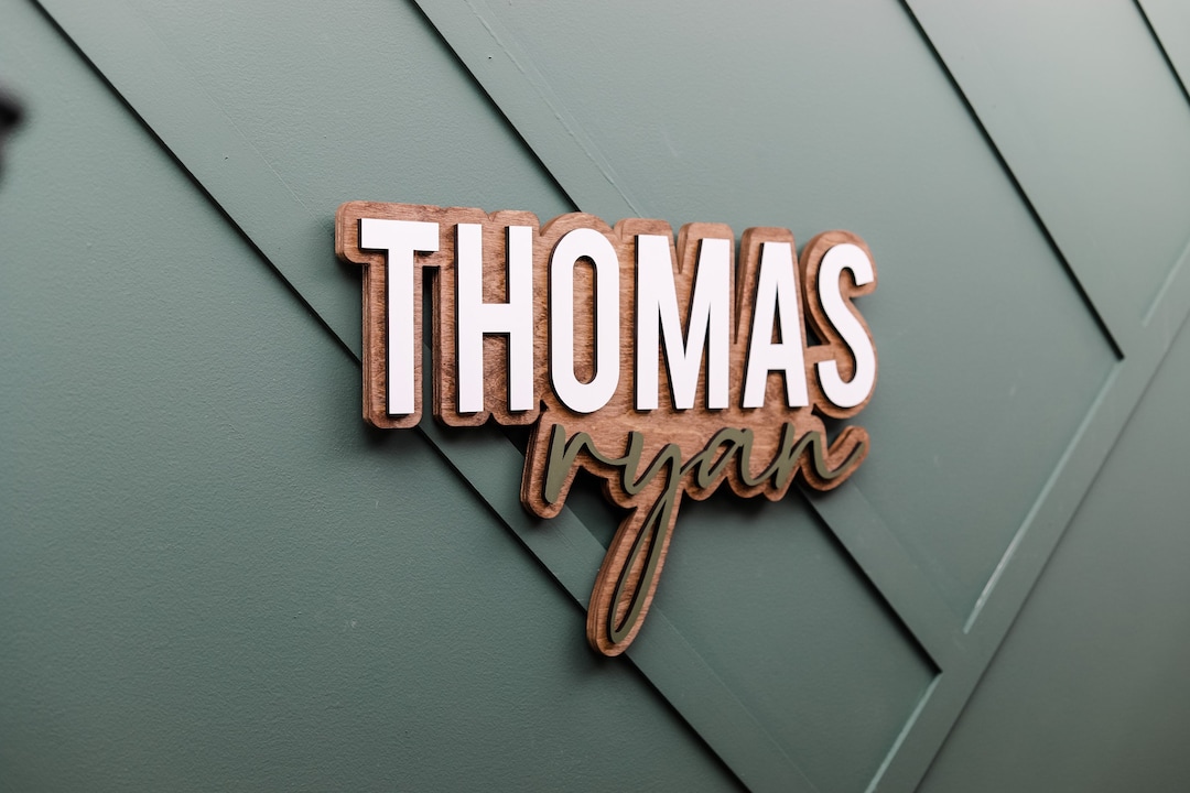 Custom Outline Name Sign, Nursery Name Sign, Newborn Gift, Layered 3D ...