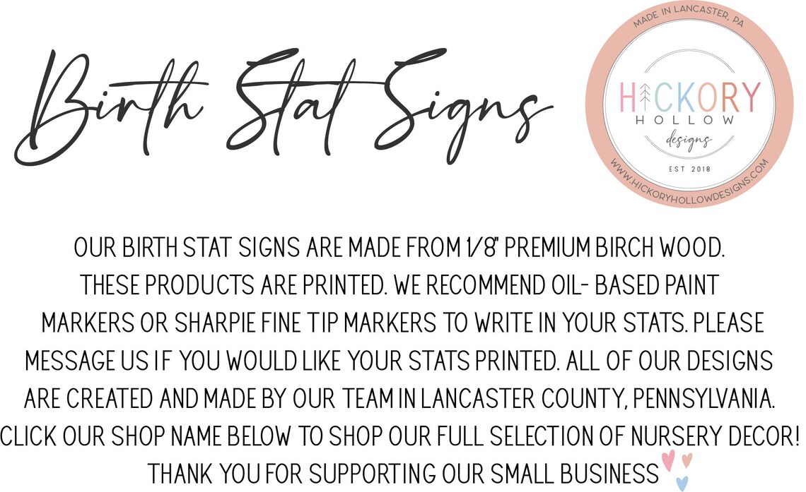 Baby Birth Stat Sign Personalized Birth Announcement Sign | Etsy