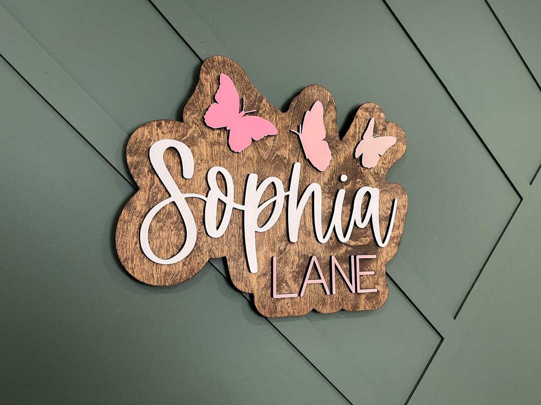 Butterfly Name Sign, Nursery Name Sign, Butterfly Nursery Decor, Name ...