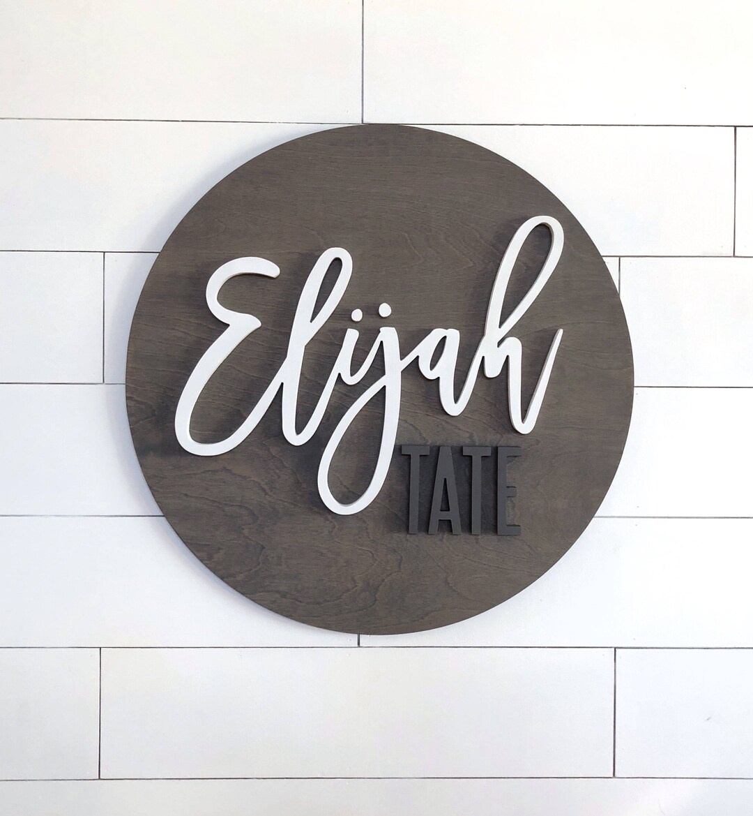 Custom Name Sign | 12"-36" Round Sign | Baby Name Sign | Nursery Room ...