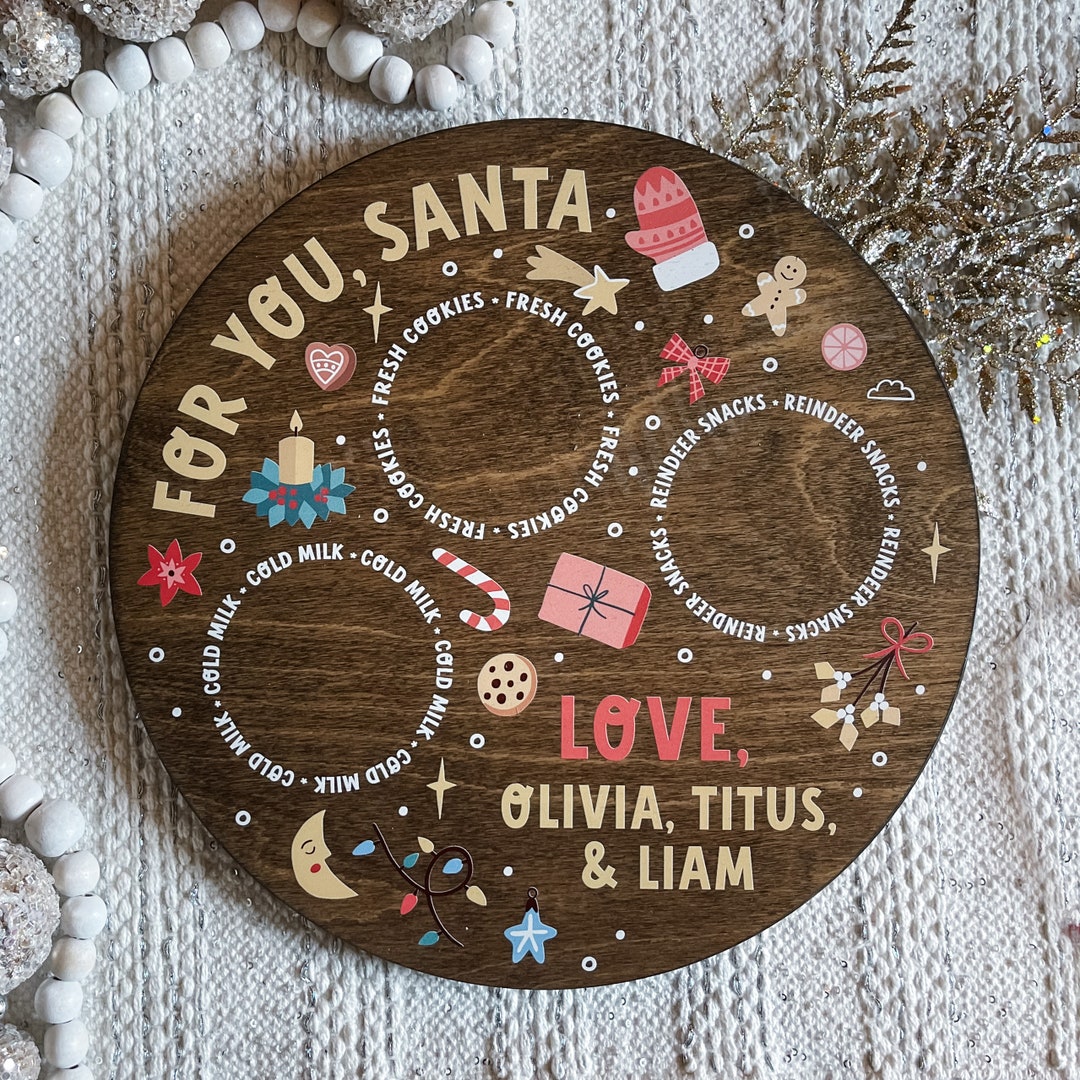 Santa Cookie Tray, Personalized Christmas Cookie Tray for Santa, Milk ...