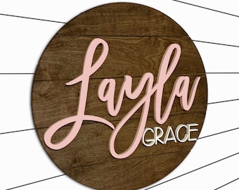 Round Shiplap Name Board Wooden Name Sign Round Nursery | Etsy