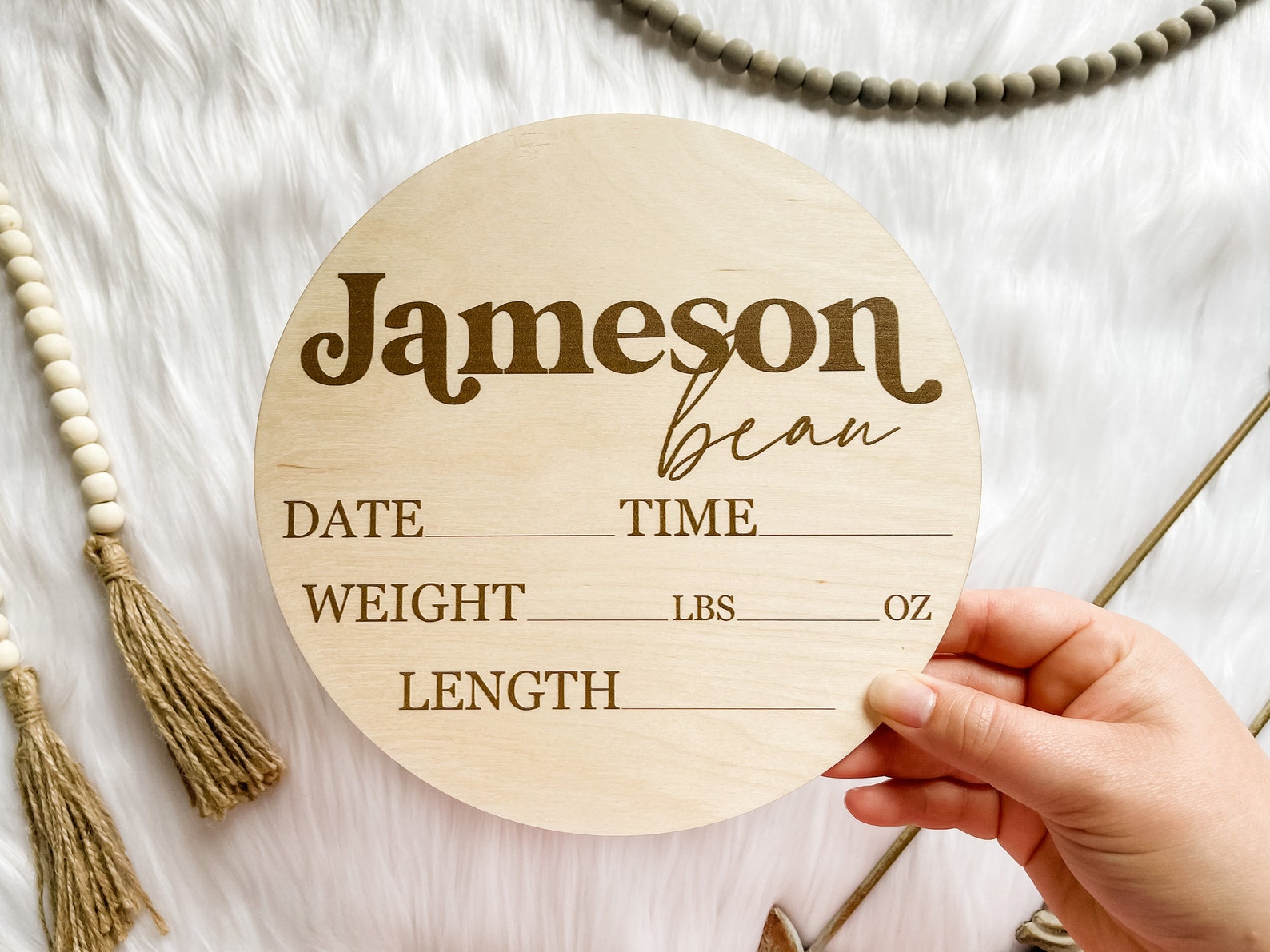 Baby Birth Sign | Personalized Wood Birth Announcement Sign | Printed ...
